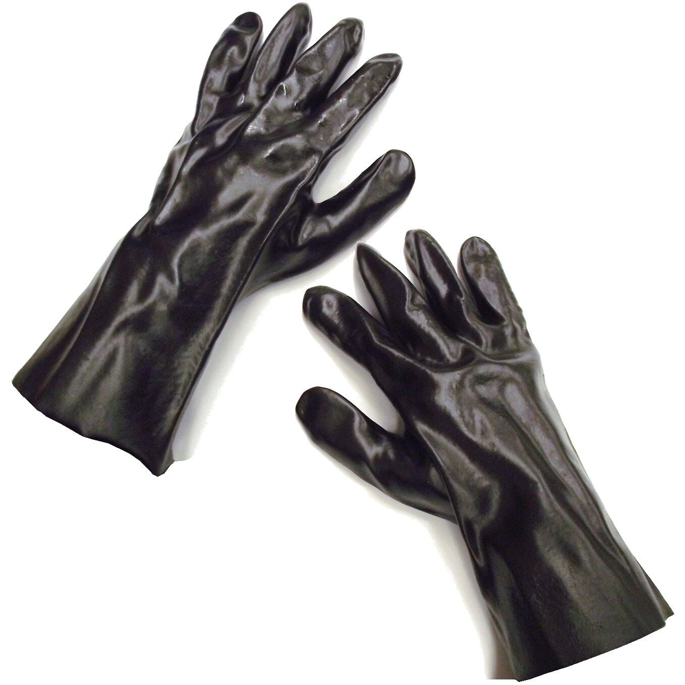 12" GAUNTLET BLACK PVC TRAPLINE GLOVES TRAP TRAPPER TRAPPING BUTCHER ...