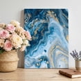 Blue Gradient Marble Canvas Wall Art for Living Room, Abstract Gold ...
