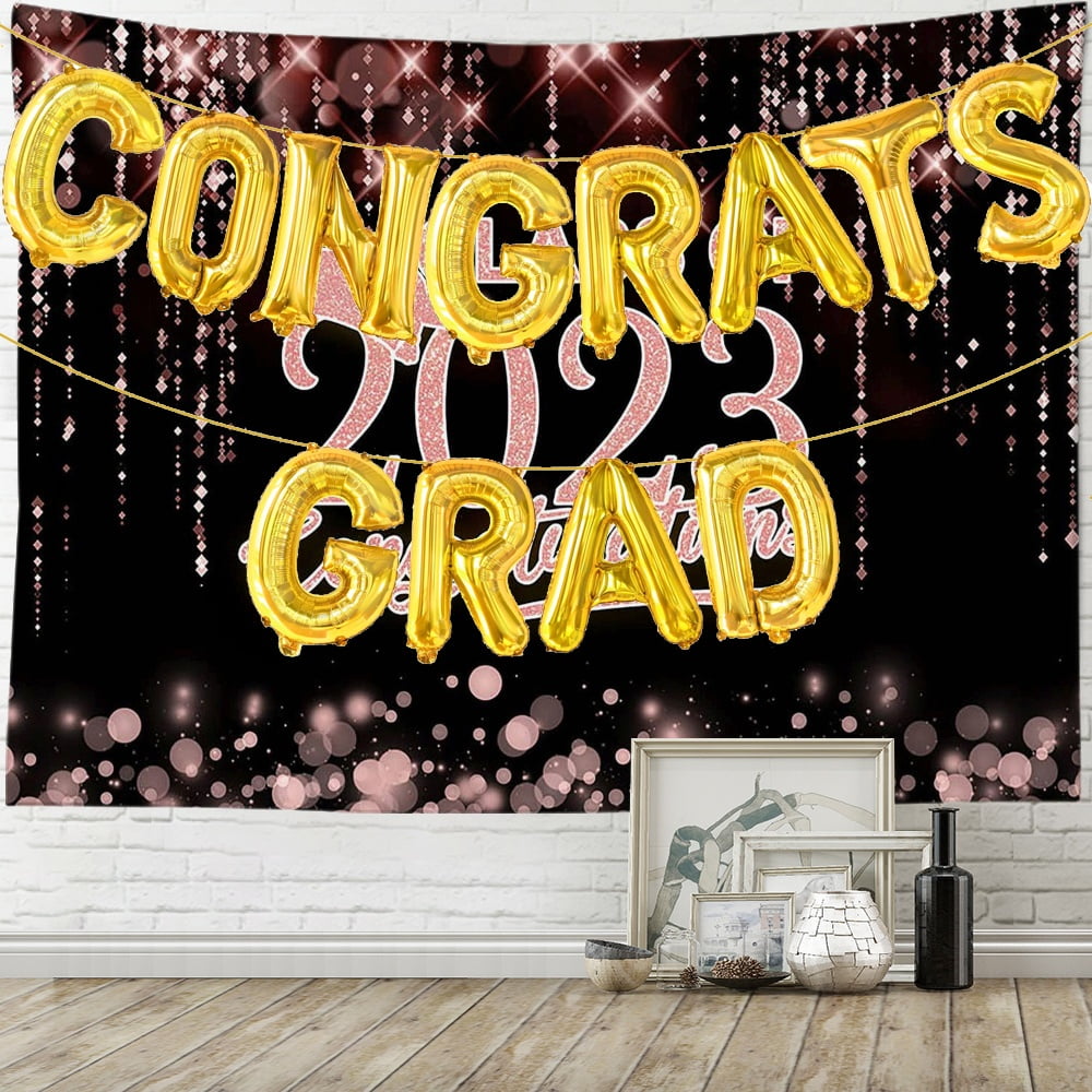 Congratulations Banner Congratulations Backdrop with GRAD Balloons for ...