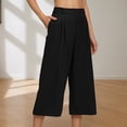 Bainana Casual High Waist Wide Leg Cropped Pants For Women Solid Color ...
