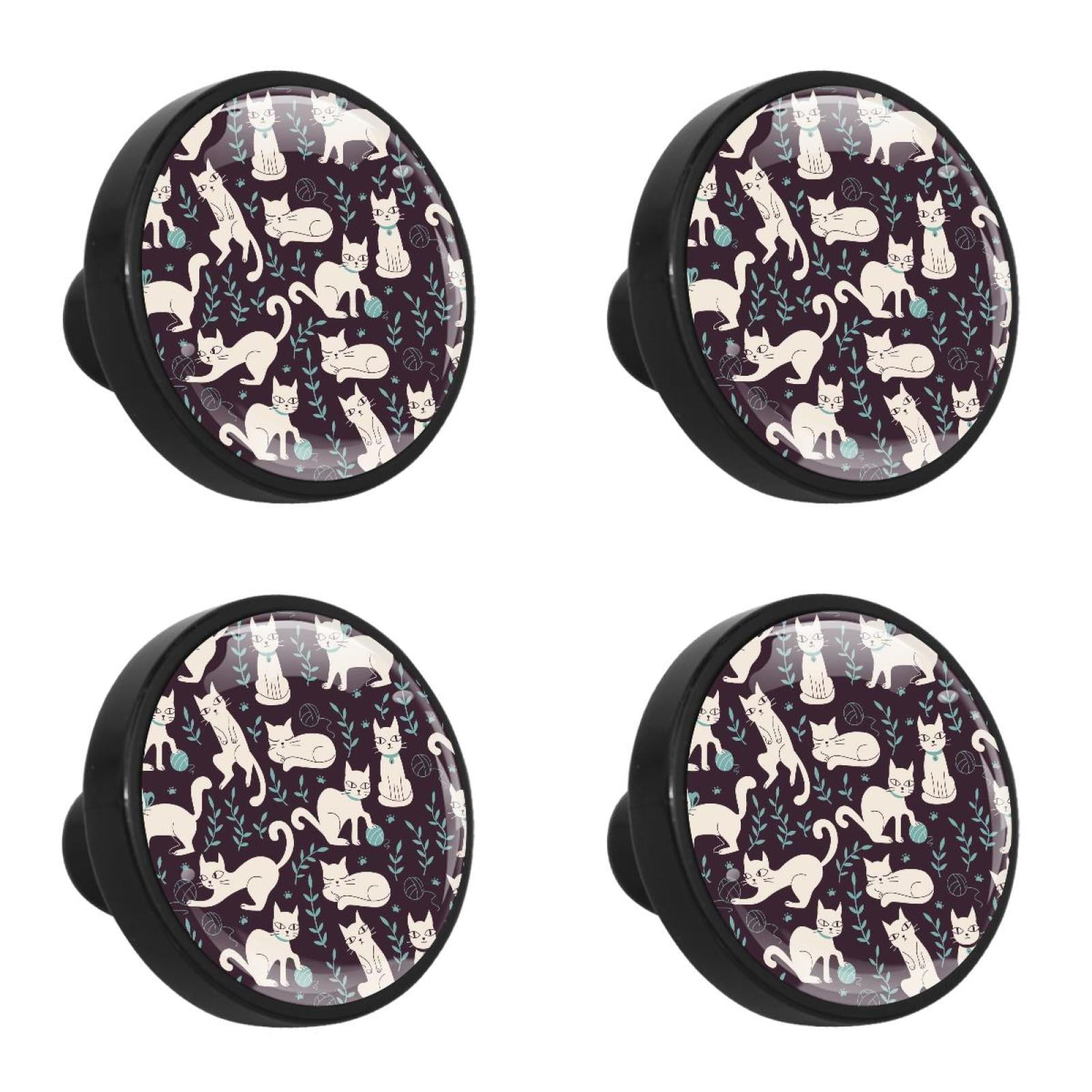 4 Pcs Doodle Cats Knobs for Kitchen Cabinet Cupboard Dresser Bookcase ...