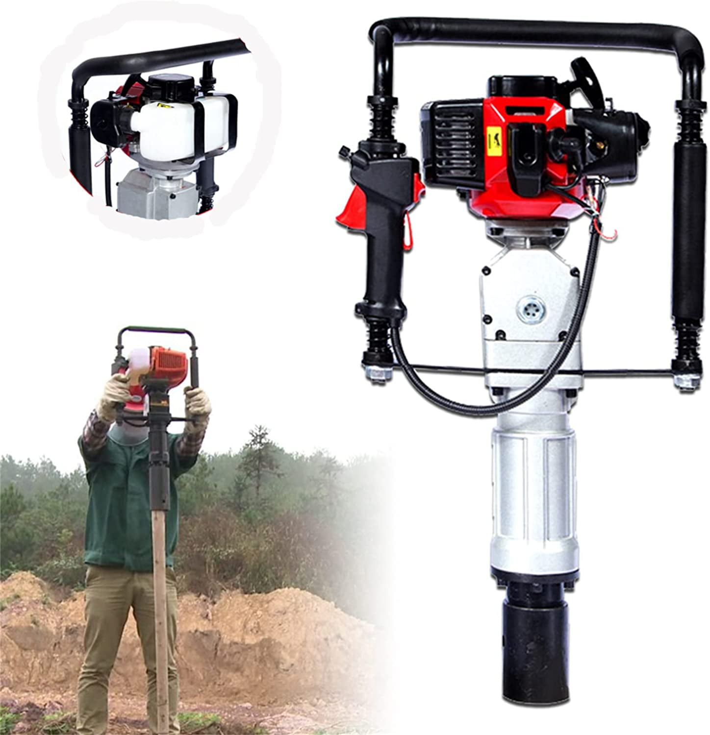 Miumaeov 52cc 2 Stroke Gas Power Pile Driver Gasoline T-Post Fence Post Driver 2.3HP - Walmart.com