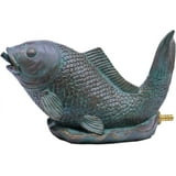 Elegant Verdigris Koi Decorative Pond Statuary Fountain Spitter ...