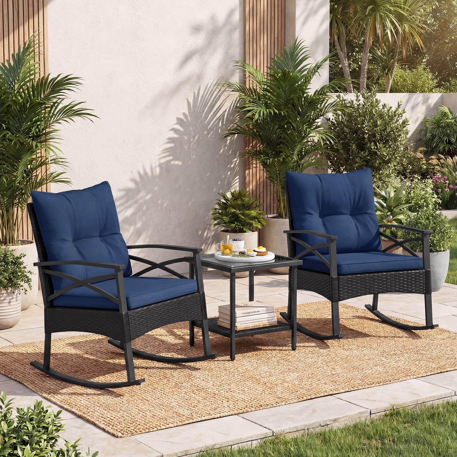 Click here for Costway 3-Piece Rattan Rocking Bistro Set With Tem... prices