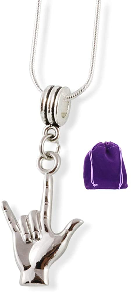 Sign Language ASL I Love You Charm Necklace Pendant American Sign ...