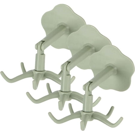 3 PCS 360 Rotating Folding Hook Self-Adhesive 180 Degrees Vertical Flip ...