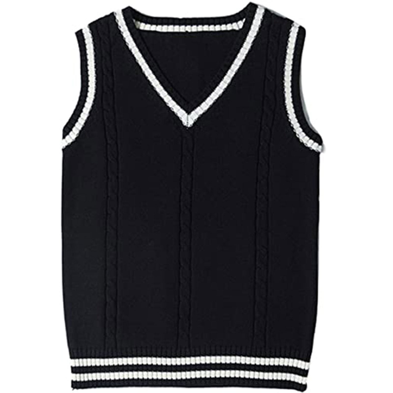 Women's Sweater Vest Casual V-Neck Pullover Shirt Collision Color ...