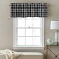 Black Grid Valances for Windows, Minimalist Pitch Black Plaid Stripes ...