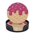6-Piece Set Of Round Coasters Water-Resistant Leather Double-Sided Non ...