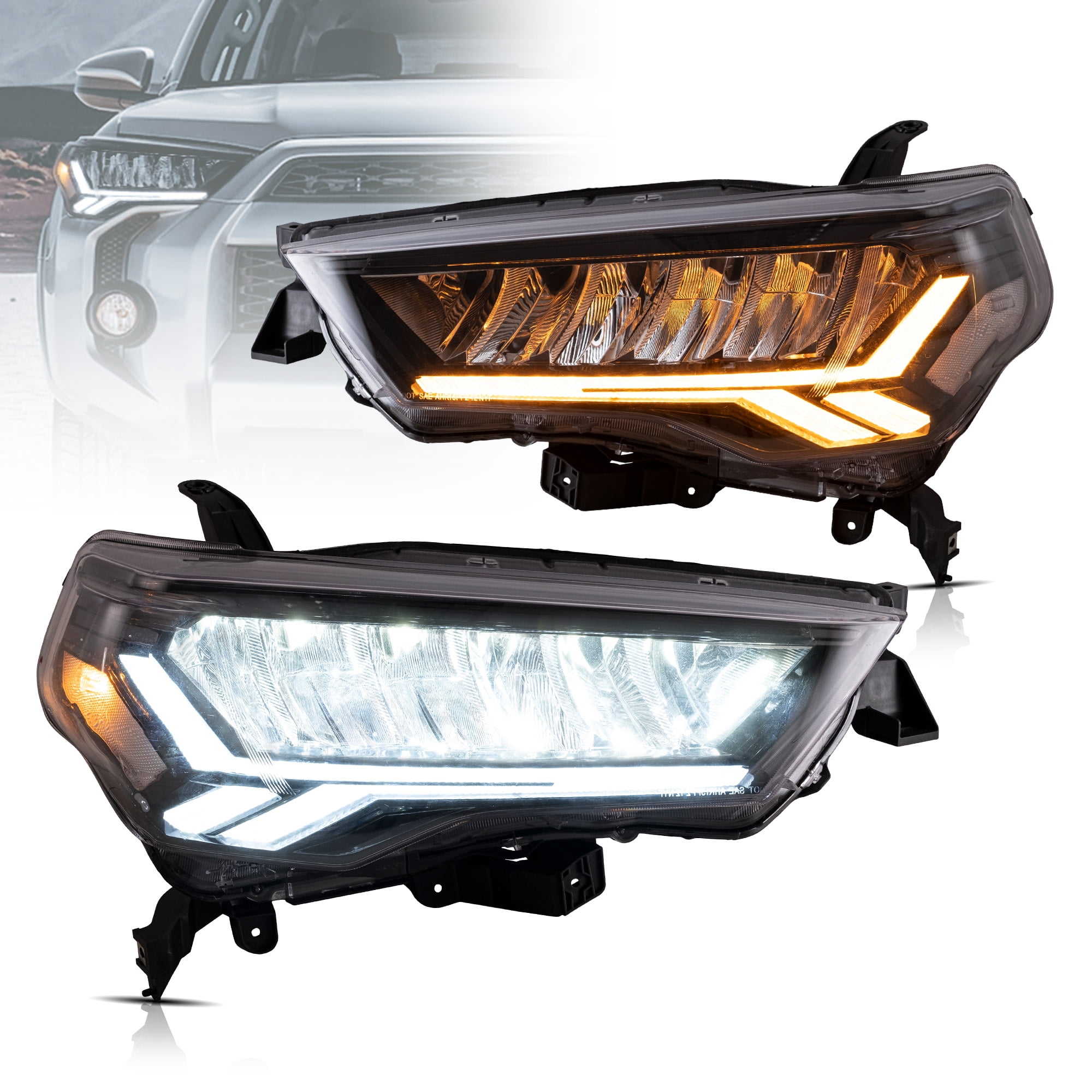 VLAND Full LED Headlights for Toyota 4Runner 2014-2020 Clear Reflector ...