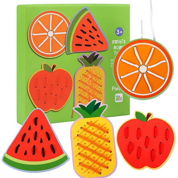 Large Threading Board Fruit Animal Baby Early Learn Gift Dress Learning ...