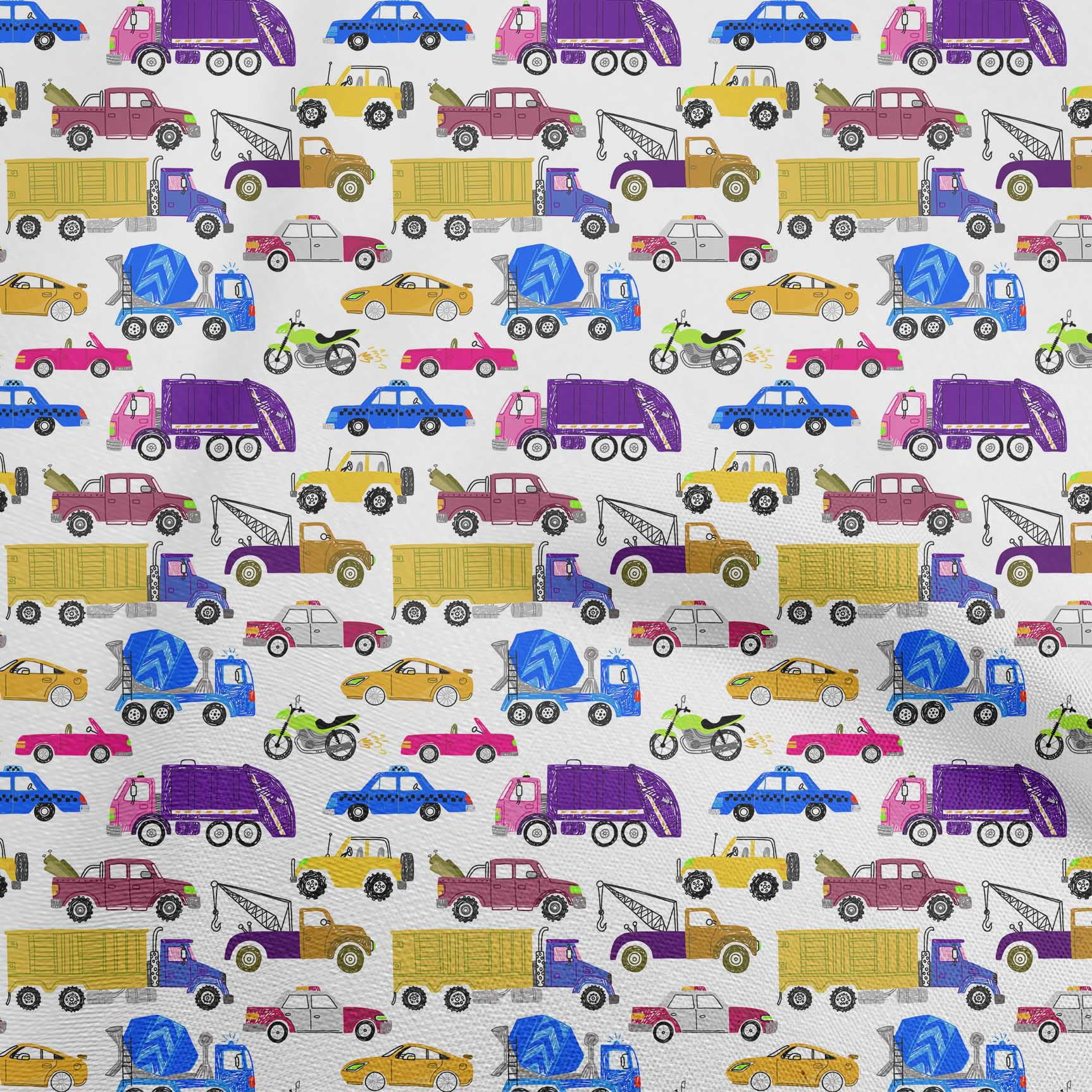 oneOone Silk Tabby Purple Fabric Truck Sewing Material Print Fabric By ...