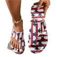 JIUWEN Women's Patriotic Flip Flops American Flag Thong Wedge Sandals ...