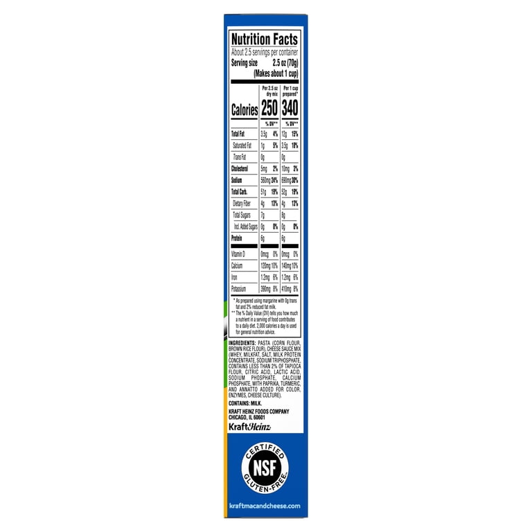 Kraft Macaroni And Cheese Nutrition Kraft Macaroni & Cheese Dinner,