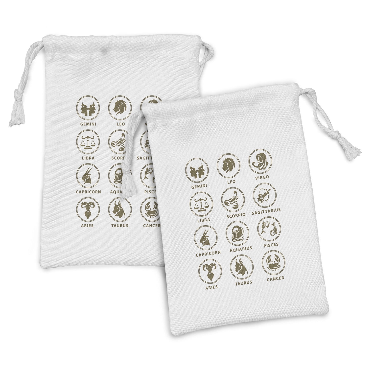 Astrology Fabric Pouch Set of 2, Classic Zodiac Chart Astrologicy Signs ...