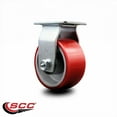 4 Inch Red Poly on Cast Iron Wheel Rigid Caster with Ball Bearing SCC ...