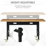 HOMCOM Heavy Duty Work Bench with Tool Storage, Adjustable Legs, Bamboo ...