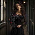 Crescent Shaped Black Rose Artificial Floral Ornament with Mixed Berry ...