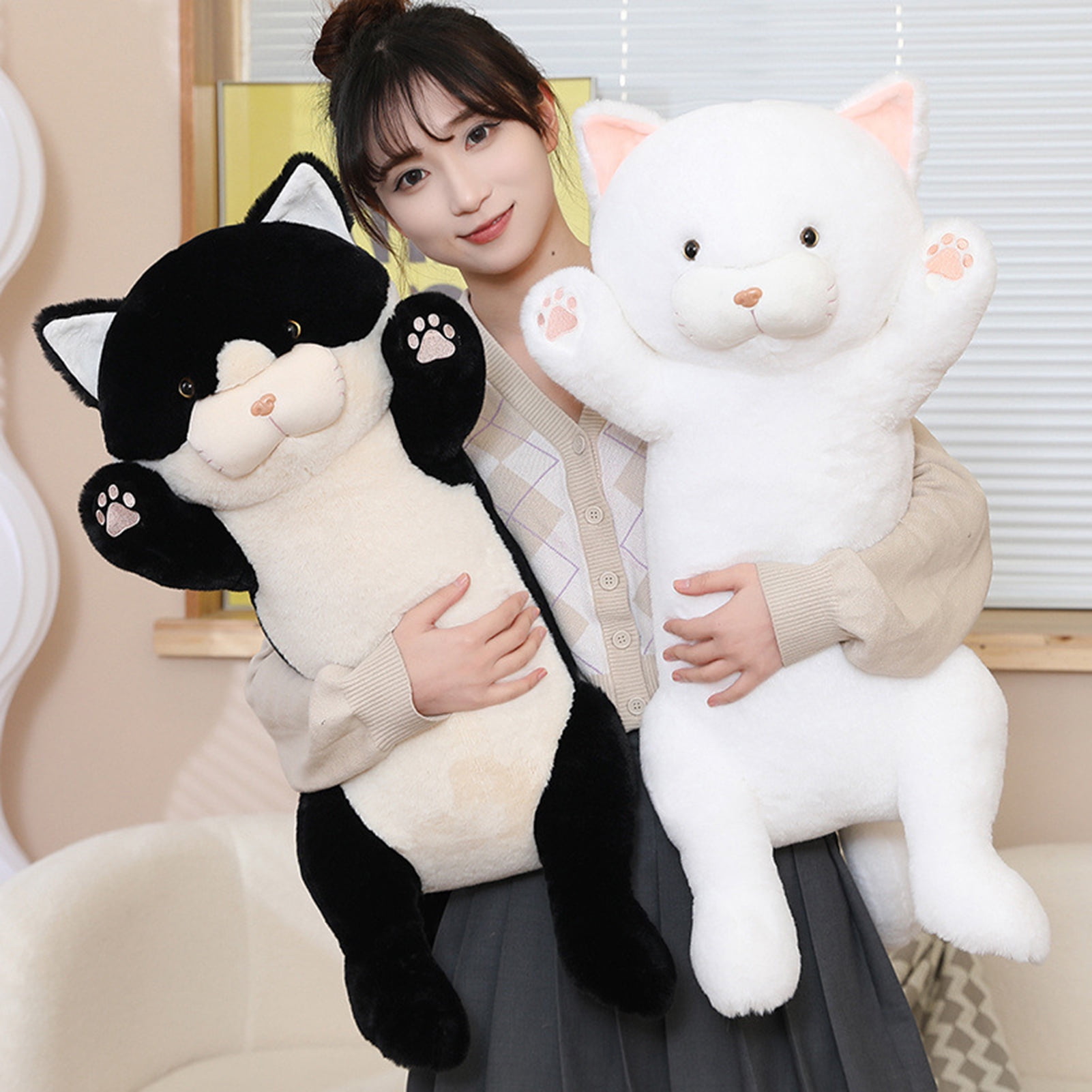 Skindy 45cm Cat Plush Doll Soft Back Cushion Long Body Kitten Doll ...