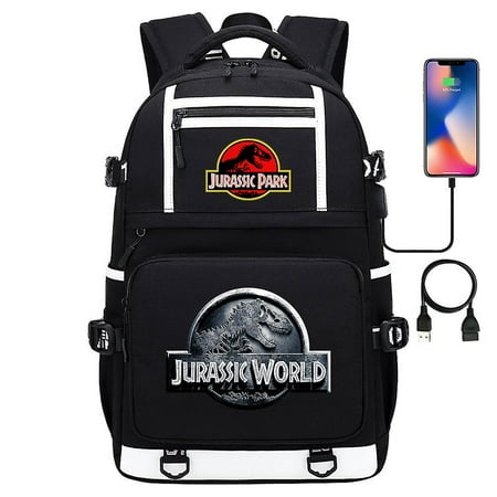 Jurassic Student Backpack Computer Teen Day Backpack USB and Headphone ...