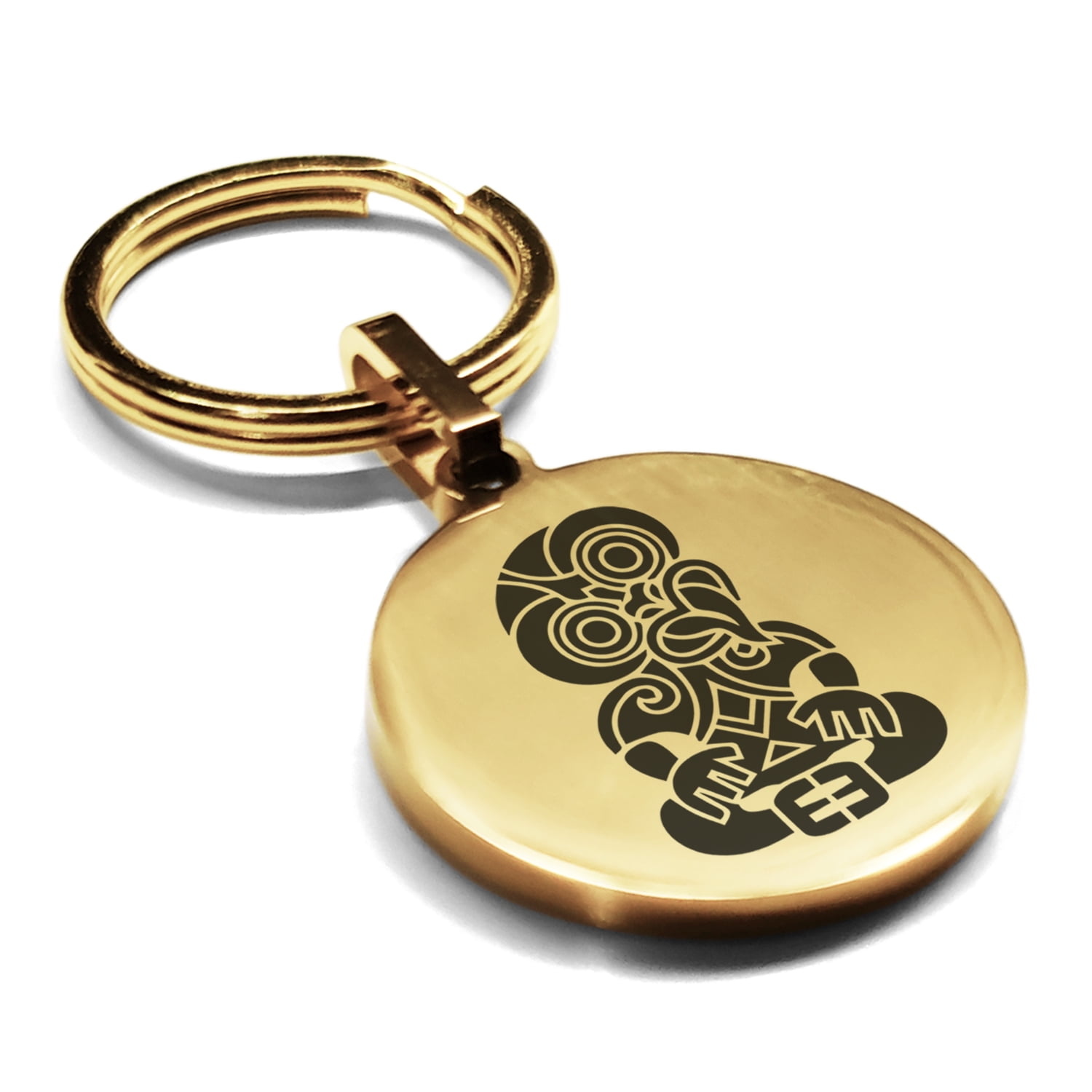 Stainless Steel Hei Tiki Maori Symbol Round Medallion Keychain Circle ...