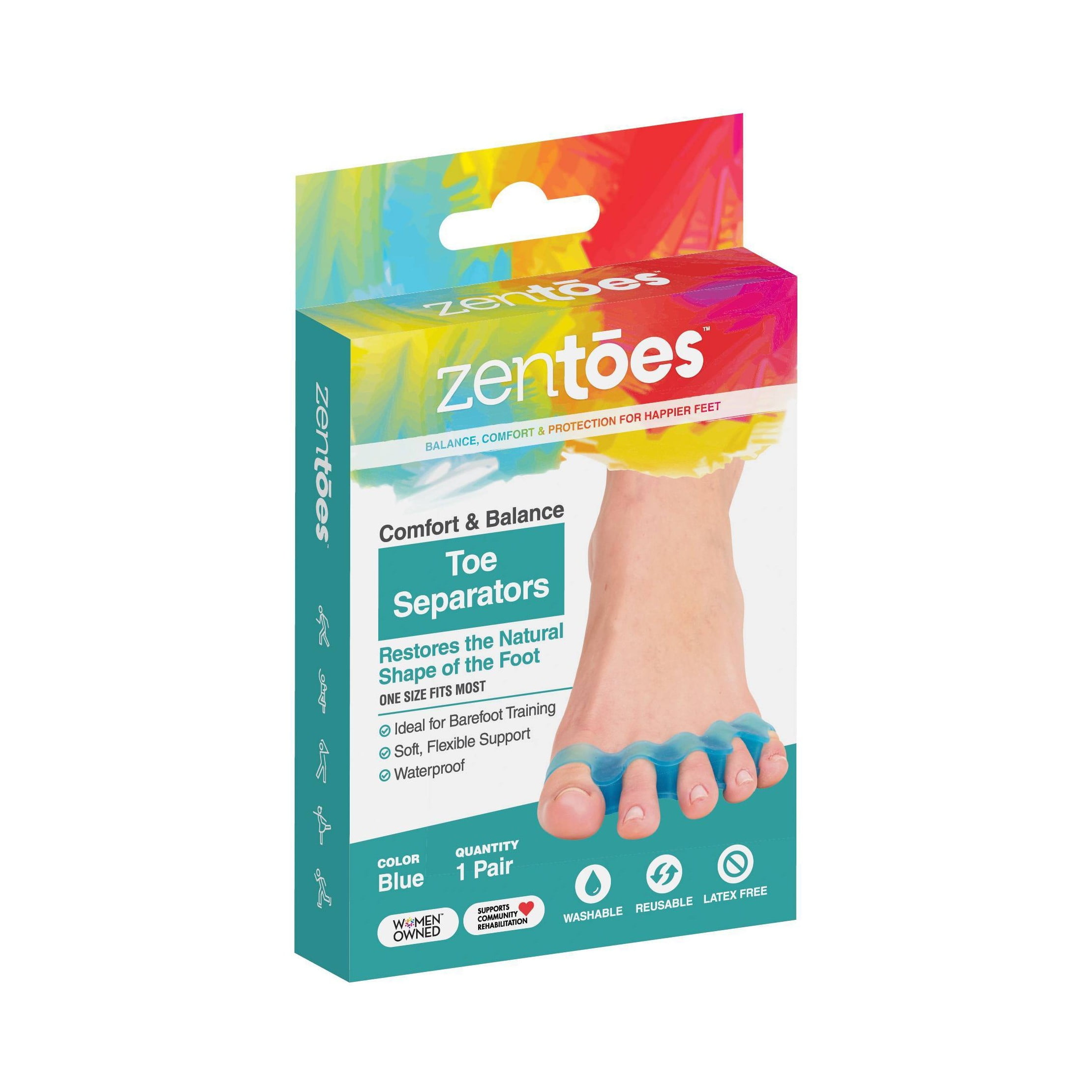 ZenToes Silicone Toe Spacers for Correct Toe Alignment – Blue - Walmart.com