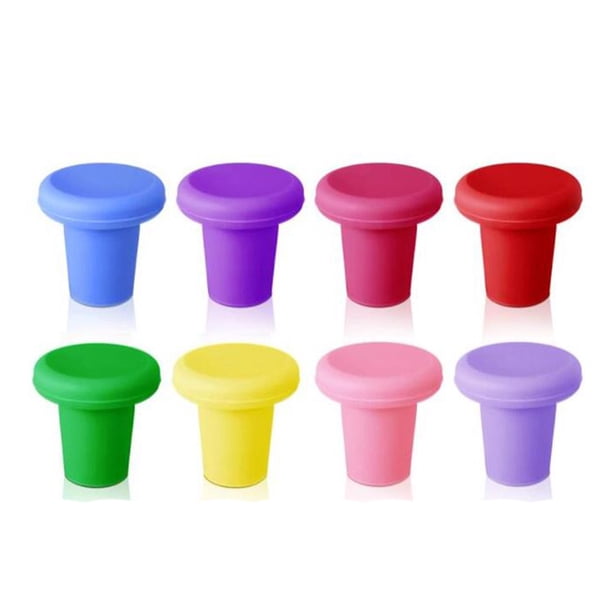 8 Pcs Silicone Wine Bottle Stoppers,Reusable Beer Bottle Stoppers ...