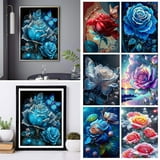 Blue Flower Diamond Art Painting Kit – 11.8x15.7 inch DIY Craft Set for ...