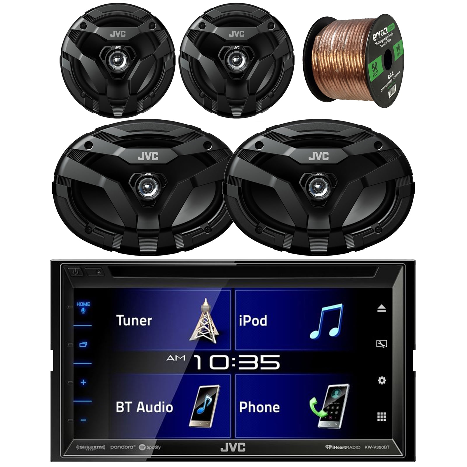 JVC In-Dash 6.8" Resistive Touch Monitor Digital Multimedia Bluetooth CD/DVD Receiver Bundle ...