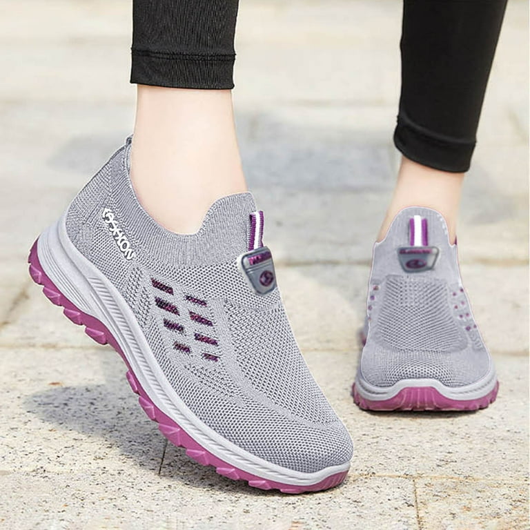 Mom Shoes Women s Slip On Soft Sole Shoes Anti Slip Elderly Comfortable Walking Shoes Walmart