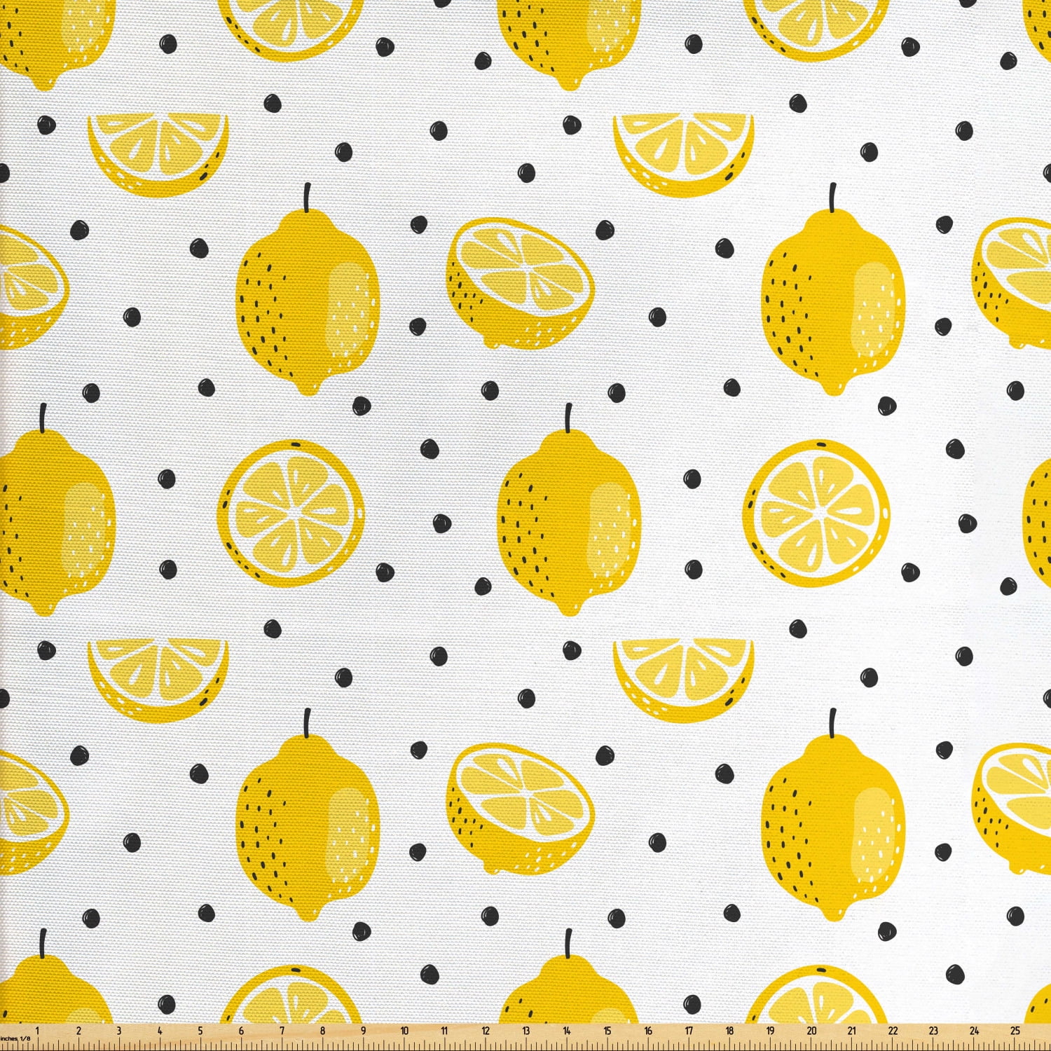 Lemon Fabric By The Yard Summer Pattern Of Whole And Halved Citrus