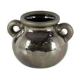 DecMode Eclectic Style Large, Round Metallic Silver Ceramic Pot with ...