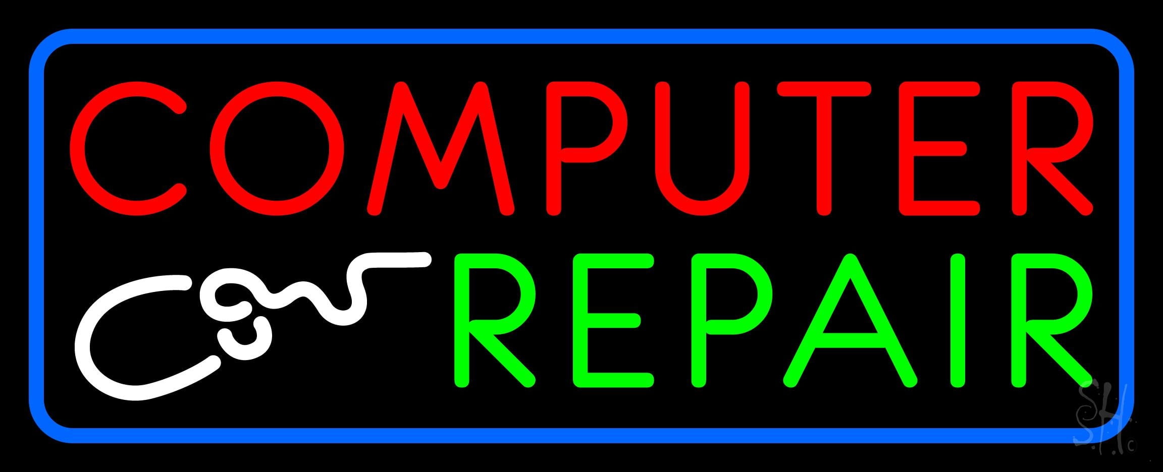 Computer Repair Withmouse LED Neon Sign 13 x 32 - inches, Clear Edge ...