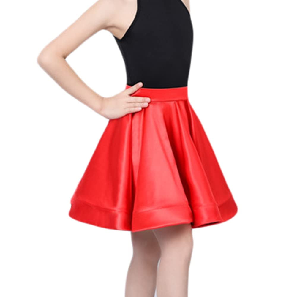 YM YOUMU Girls A-line Latin Dance Skirt Shiny Pleated Swing Dancewear ...