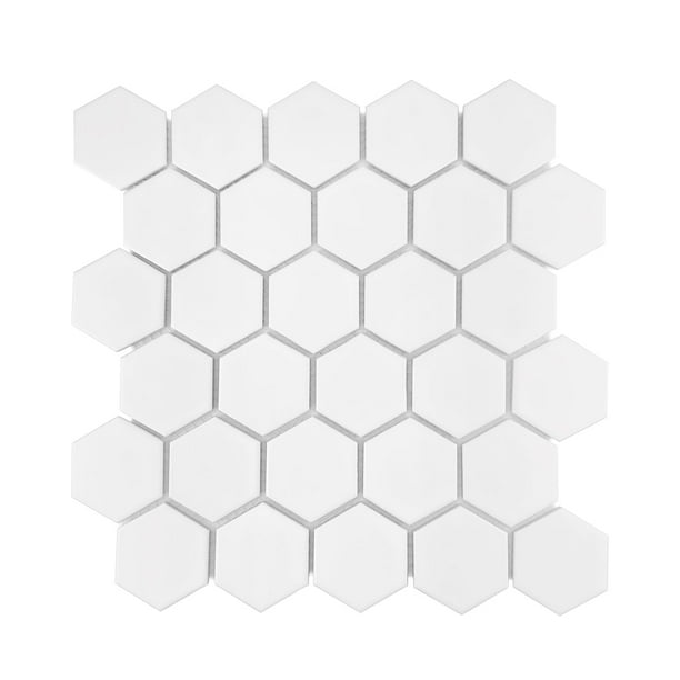 Gio White Matte 2" Hexagon Porcelain Mosaic Tile - Walmart.com
