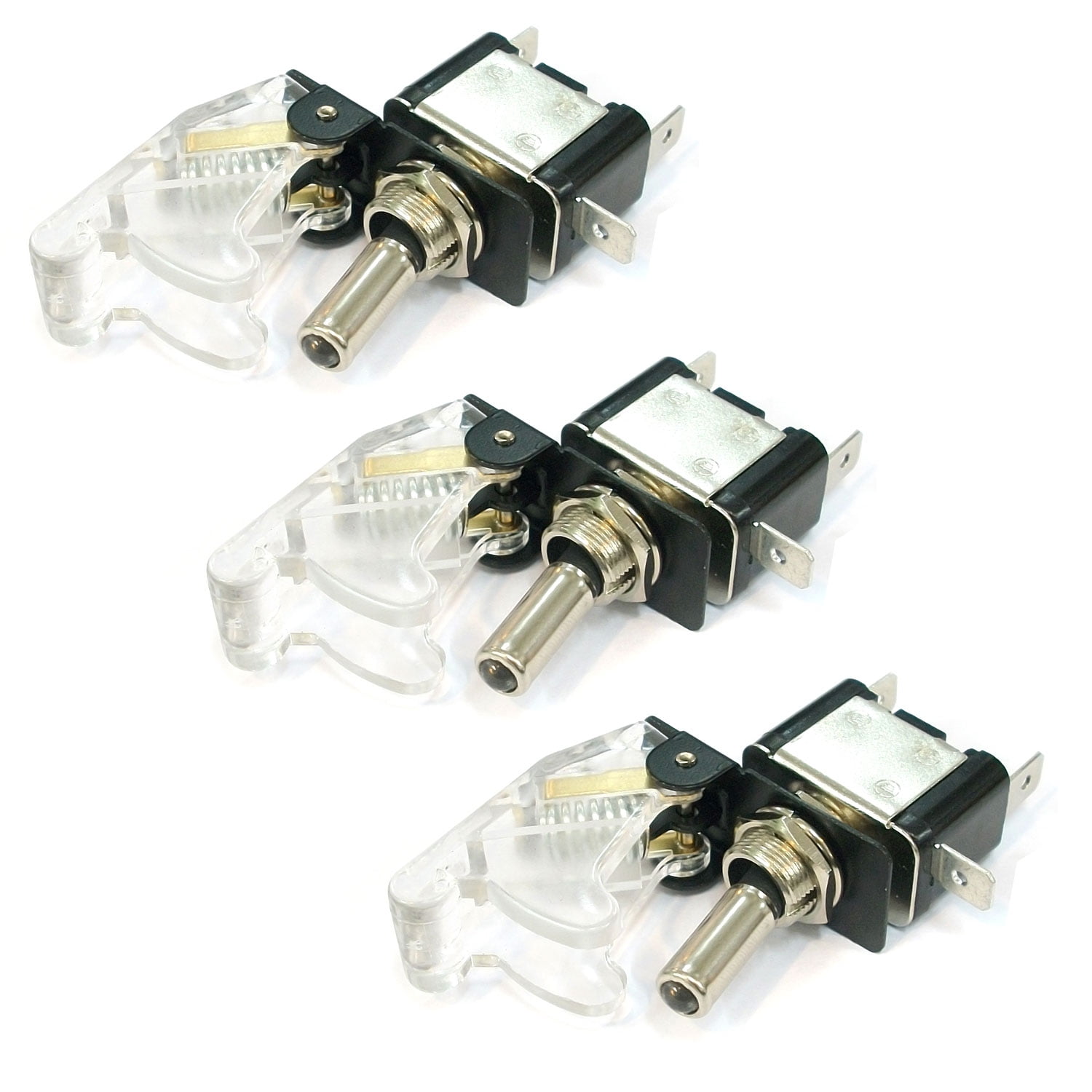 TrendBox 3 Sets (WHITE LED Light + CLEAR Auto Cover) Toggle Flick SPST ...