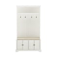 Bowery Hill Traditional Wood Hall Tree in Distressed White/Oatmeal ...