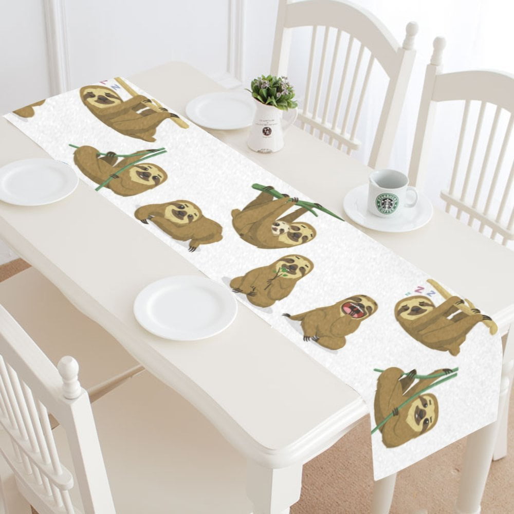 MYPOP Cute Sloth Family Table Runner Placemat 16x72 inches, Funny ...