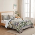 96x106in Quilt Bedding Set, Spring Birds Blue Purple Flowers Leaves ...