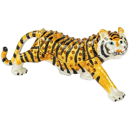 Gold Tiger Figurine Trinket Boxes Tiger Hinged Trinket Boxes Jewelry ...