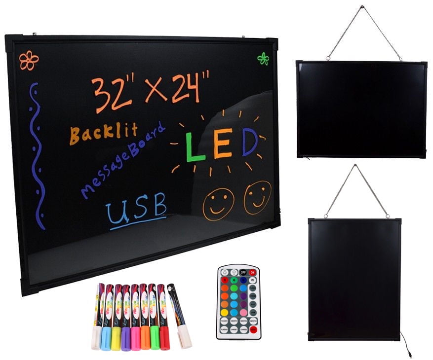 TMS 32"x24" Flashing Illuminated Erasable Neon LED Message Menu Sign ...
