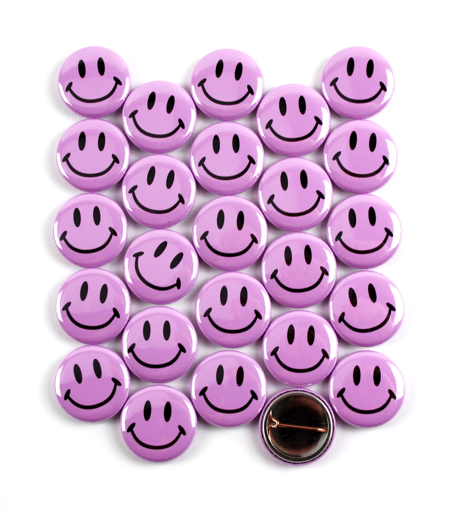 Classic Lilac Smiley Face Pinback Button Badges - 1 Inch - 25 Pack ...
