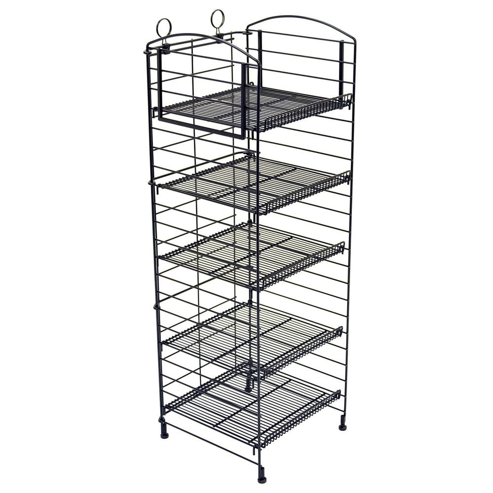 Mobile Merchandisers Matte Black Radius Top 5-Shelf Fold-Up Wire Floor ...