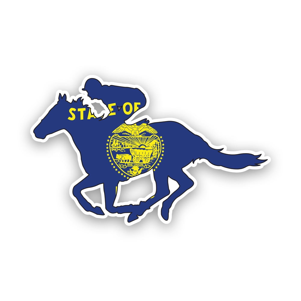 Oregon OR Horse Racing State Flag Sticker Decal - Self Adhesive Vinyl ...