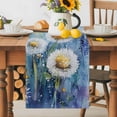 Burlap Table Runner 120 Inches Long, Spring Dandelion Plant Dragonfly ...