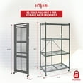 Open Box Origami 4 Tier Heavy Duty Folding Storage Rack w/ Wheels, Gray ...