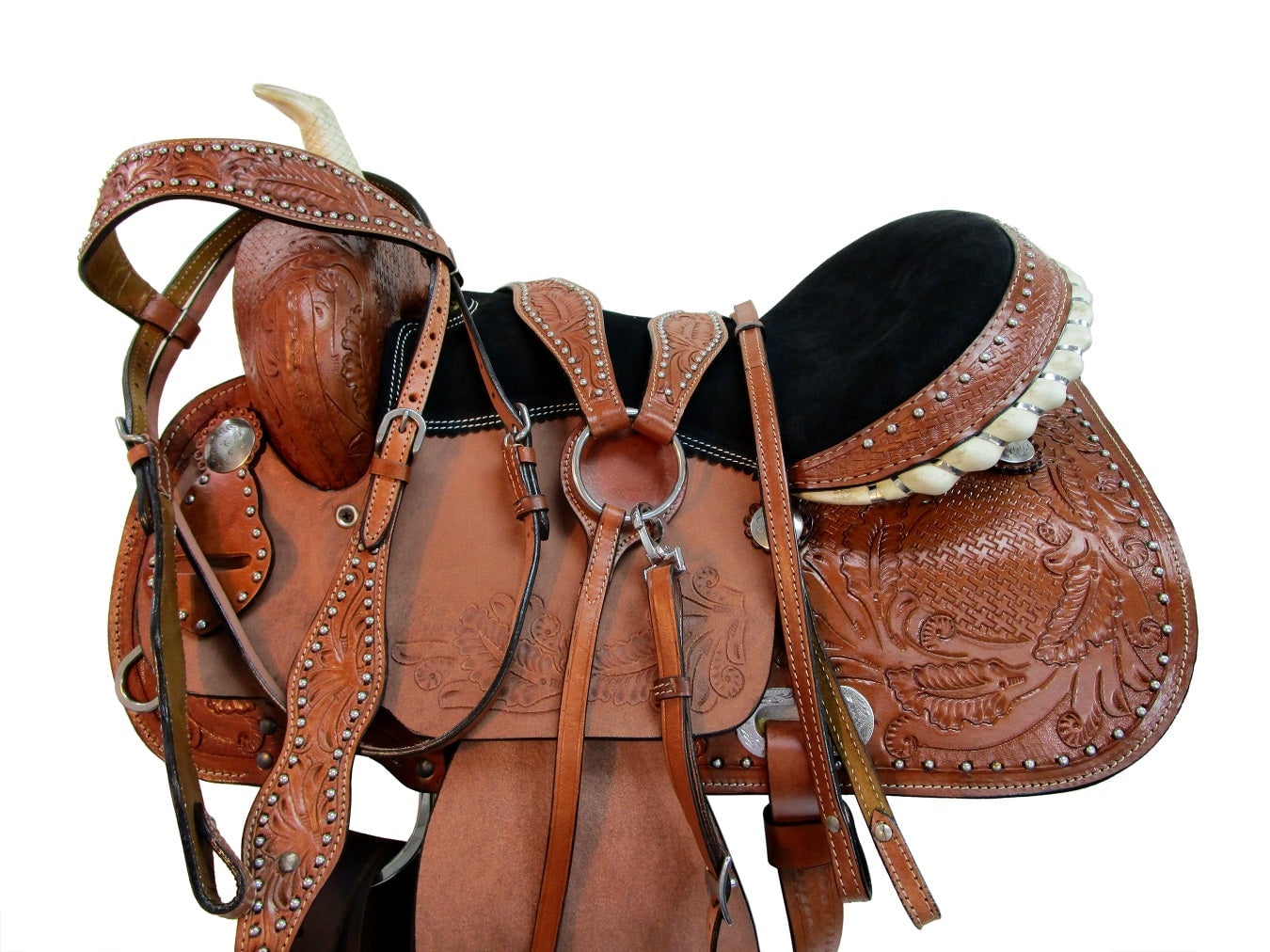 WESTERN SADDLE BARREL RACING PLEASURE HORSE TRAIL TACK SET 15 16 17 ...