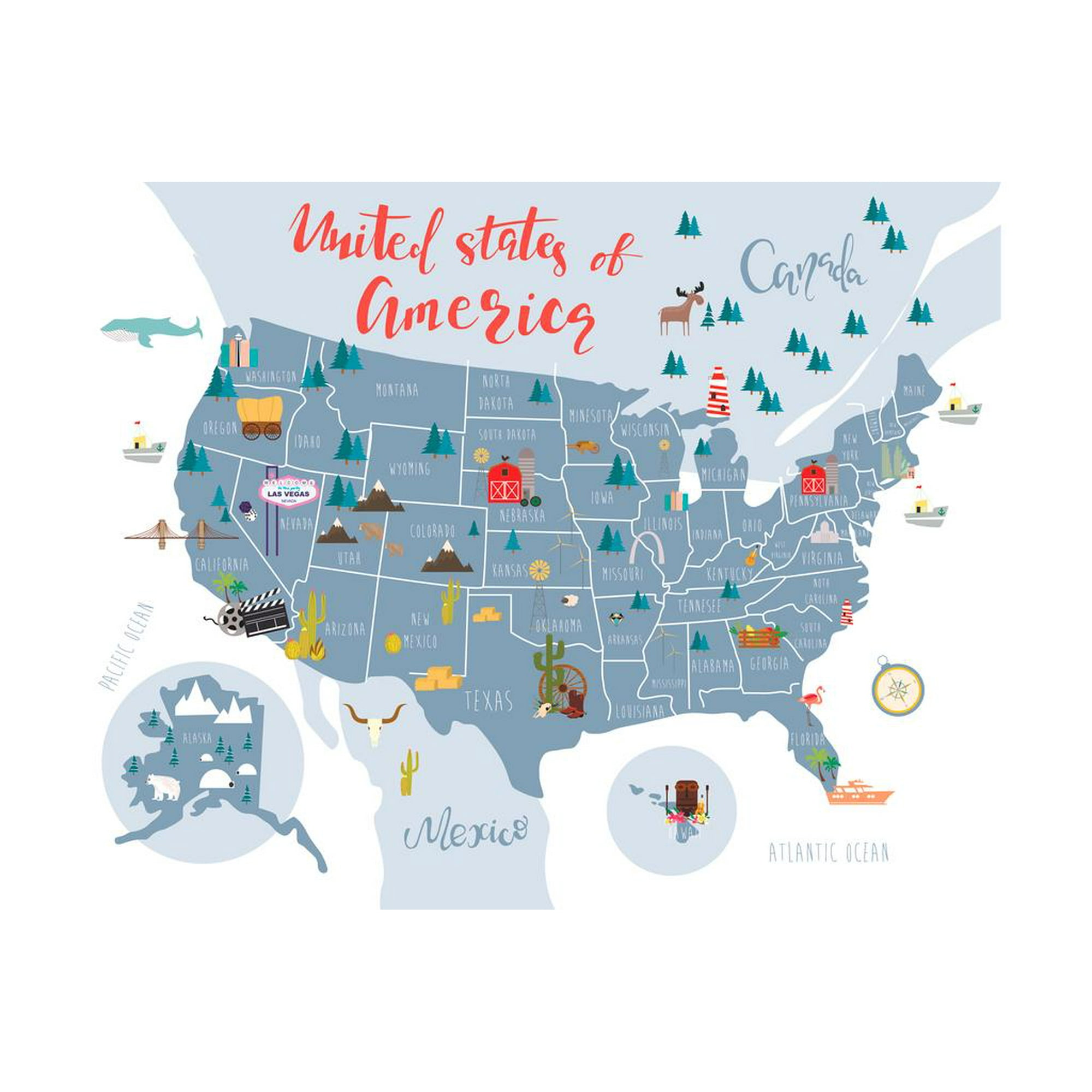 Us Maps With States For Kids