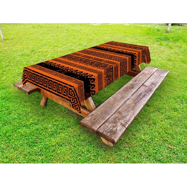 Toga Party Outdoor Tablecloth, Classical Border Ornaments in Ancient ...