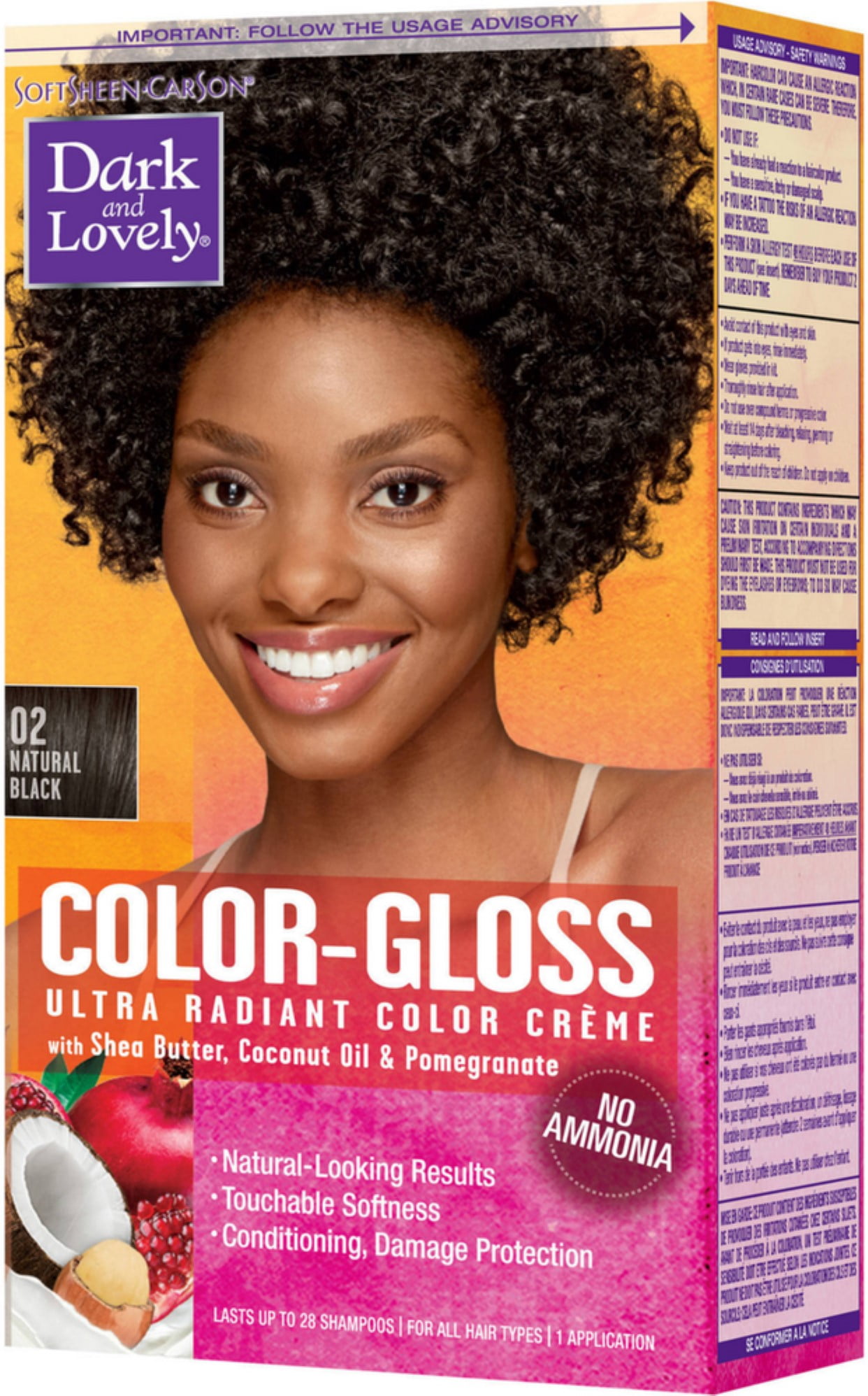 Dark and Lovely Color-Gloss Ultra Radiant Color Creme, Natural Black 1 ...